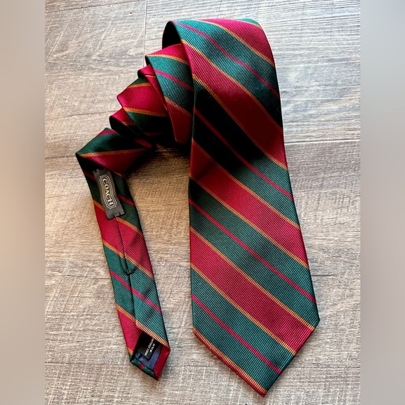 Coach | Accessories | Vintage Coach Italian Silk Tie Red Gold Green ...